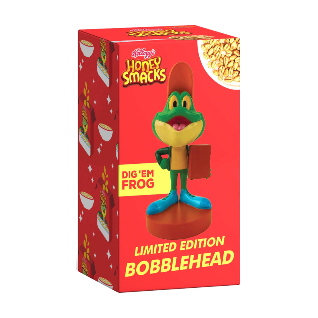 Dig 'Em Frog Bobblehead, Kellogg's Honey Smacks – Bobbletopia